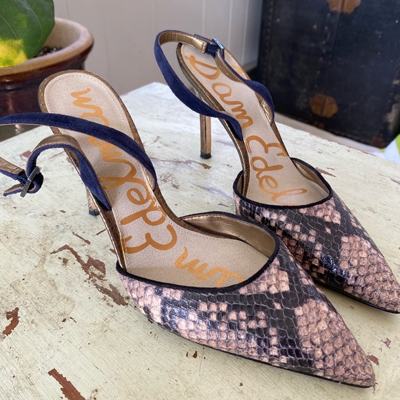 Sam Edelman | Shoes | Sam Edelman Navy And Snake Pumps | Poshmark